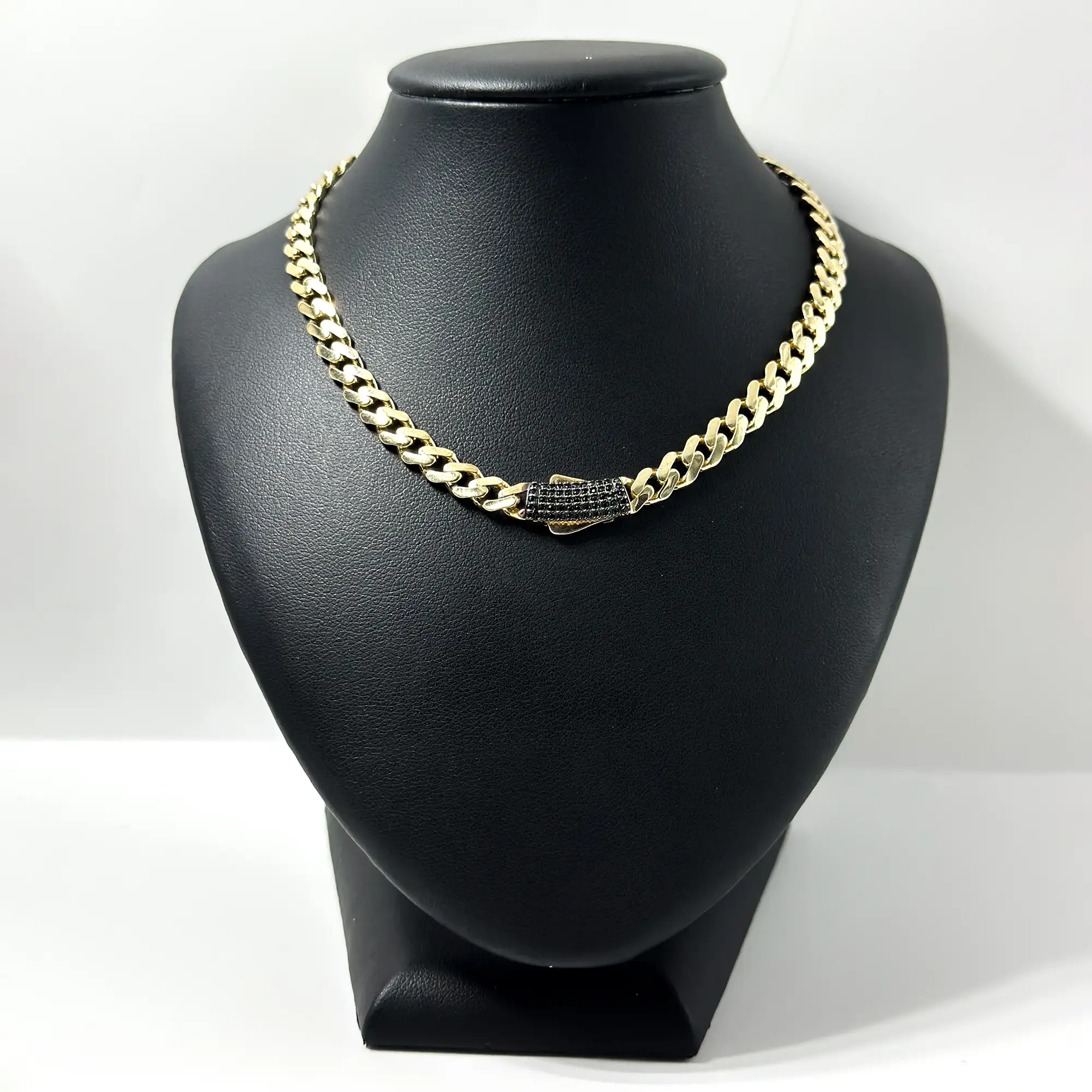 Lanț Cuban Aur 14K cu Zirconiu Negru 5mm Damă 14g