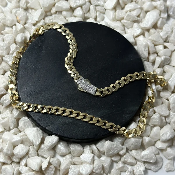 Lanț Cuban Aur 14K cu Zirconiu 19g 7mm | Doremavix